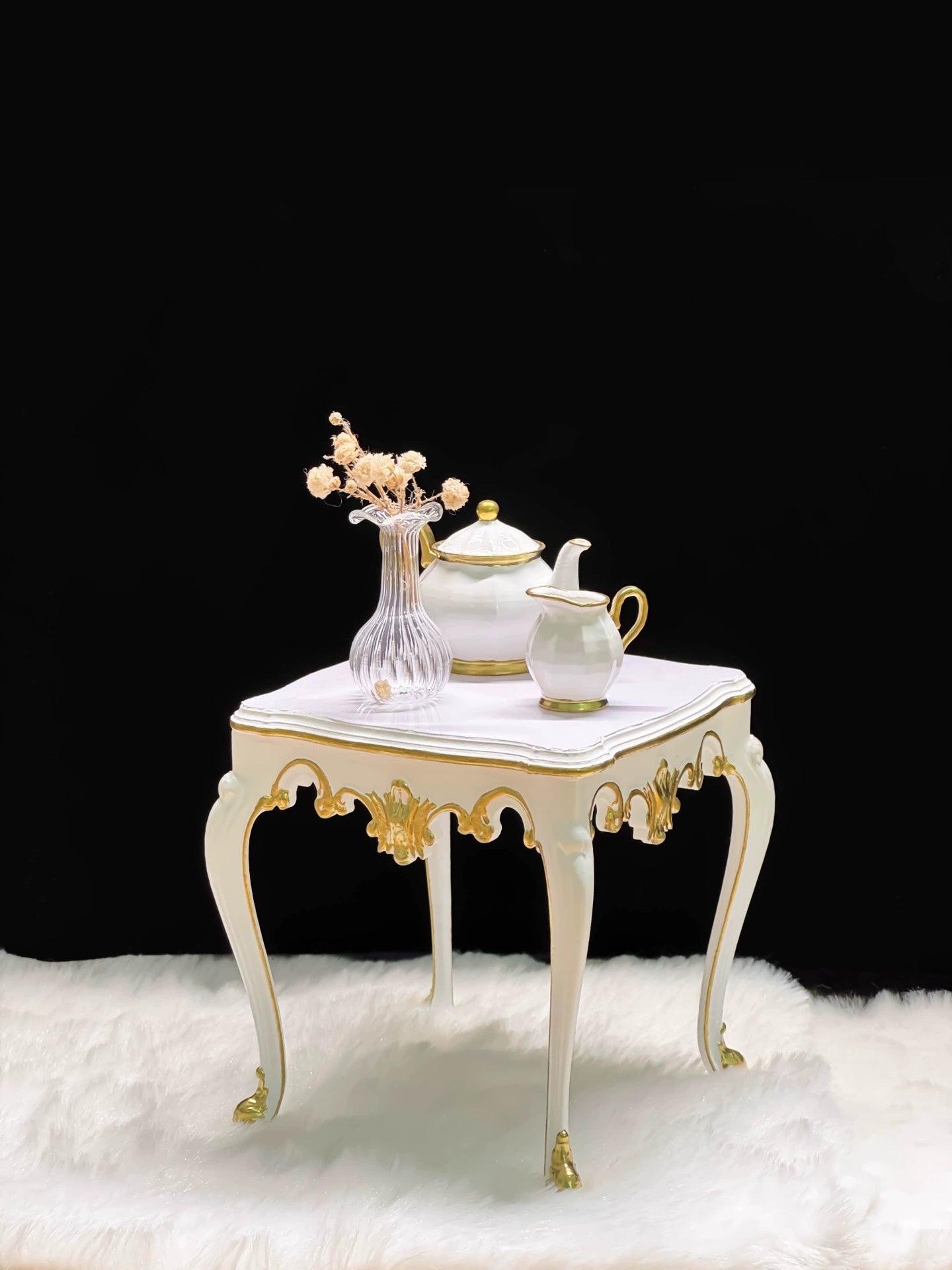 1:6 Scale Wooden Side Table Round Coffee Table High Leg Stand Miniatur ...